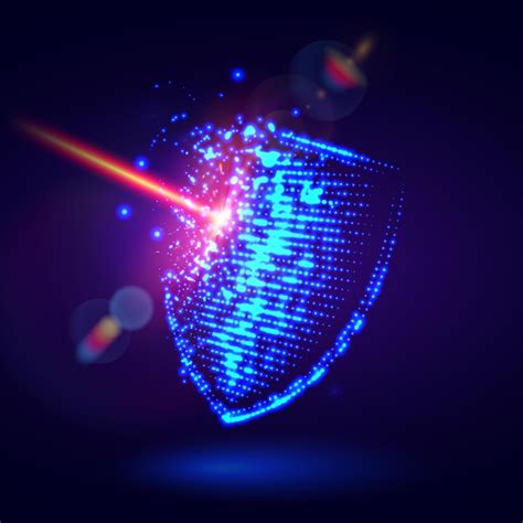 Premium Vector Laser Strike Digital Shield Damaged Protective Shield