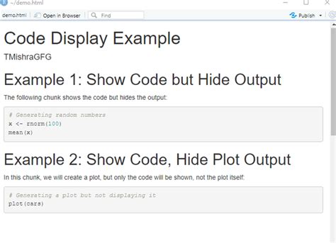 How To Show Code But Hide Output In Rmarkdown Geeksforgeeks