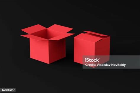 검은 색 배경에 빨간색 상자를 열고 닫은 두 개의 상자 텍스트에 대한 장소 0명에 대한 스톡 사진 및 기타 이미지 0명 8k Resolution 가득 찬 Istock