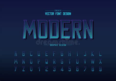 Halftone Square Font And Alphabet Vector Digital Square Typeface Letter And Number Design Stock