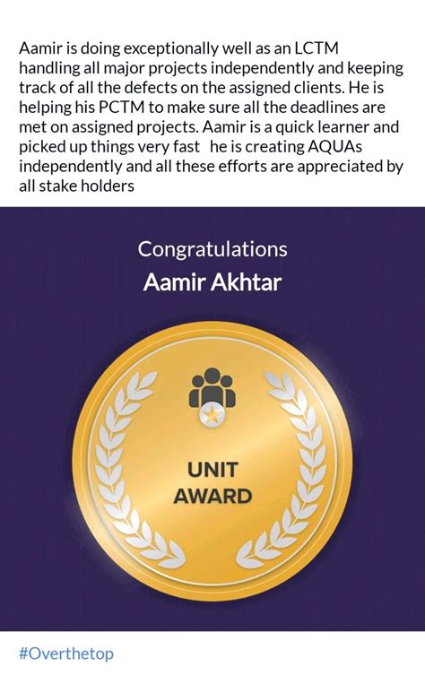 Aamir Akhtar On Linkedin I Feel Delighted To Get The “dazzle Award” From Wipro