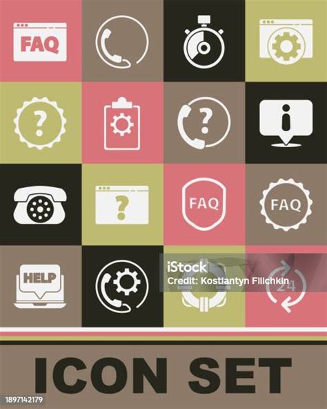 전화 24시간 지원 텍스트 Faq 정보 스톱워치 체크리스트 서비스 물음표 브라우저 및 아이콘이 있는 레이블을 설정합니다 벡터 24에 대한 스톡 벡터 아트 및 기타 이미지