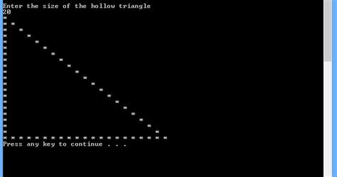 hollow right angled triangle 1 ~ shapes in c free c tutorial