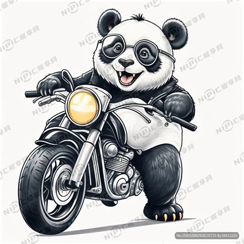 ai创作图比较新颖的熊猫骑摩托车的卡通图片 戴眼镜酷一点的 昵图网
