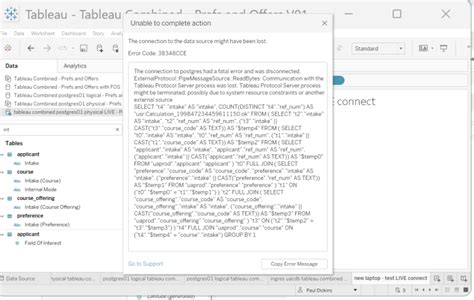 How To Resolve Error On Tableau Desktop Tableau Process Error When Trying To Use Data Source