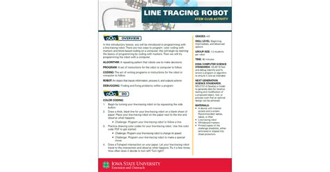 Line Tracing Robot STEM Club Activity