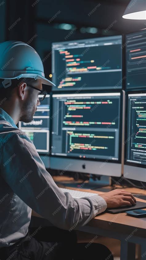 System Engineer Programming User Interface On Computer And Compiling