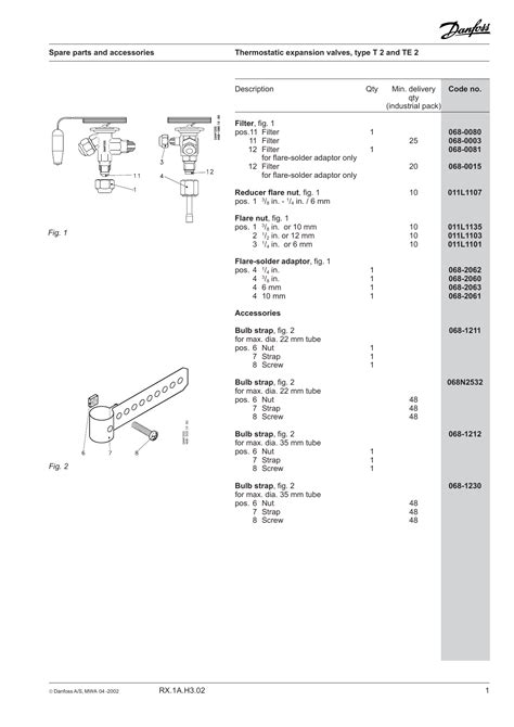 Danfoss Thermostatic Expansion Valves Type Te Te 55 52 Off