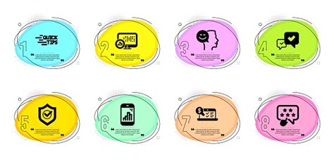 좋은 분위기 그래프 전화 및 승인 아이콘 세트 순위 별 보고서 통계 및 승인 된 방패 표지판 벡터 교육에 대한 스톡 벡터 아트