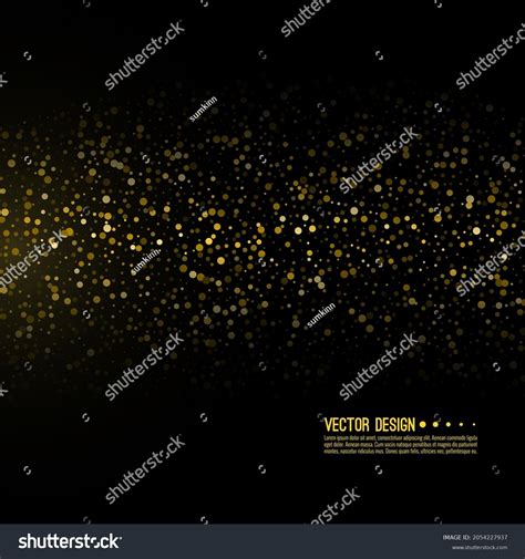 Abstract Black Background Gold Sequins Yellow Stock Vector Royalty