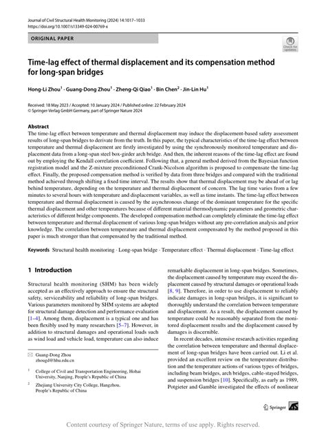 Time Lag Effect Of Thermal Displacement And Its Compensation Method For Long Span Bridges