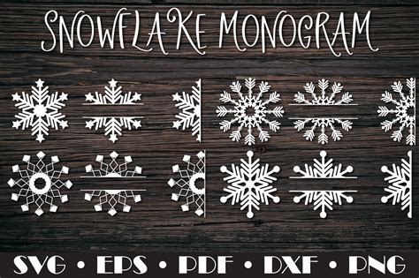 Snowflake Split Monogram Set Graphic By Natashaprando · Creative Fabrica