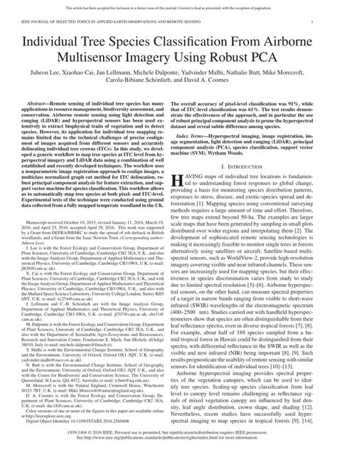 Pdf Individual Tree Species Classification From Airborne Multisensor