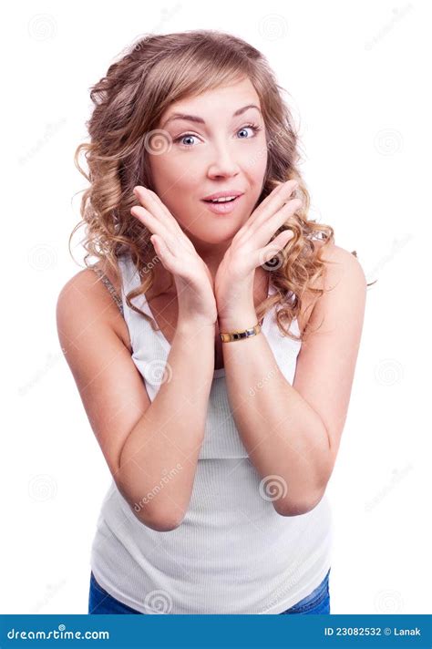 Удивленная женщина стоковое фото изображение насчитывающей красивейшее 23082532