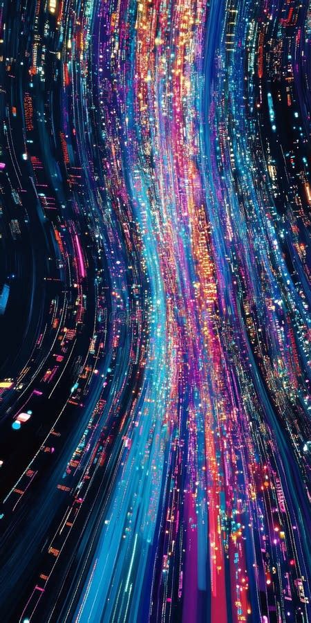 Dynamic Digital Data Streams With Vibrant Colors And Repeating Patterns