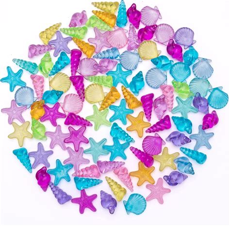 50 Pcs Pack Colorful Plastic Sea Shellconchstarfish Gems Toys For