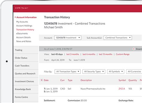 Transaction History Cibc Investors Edge Transaction History Cibc Investors Edge