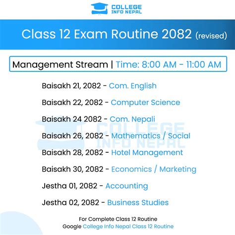 Class 12 Exam Routine 2082 Revised College Info Nepal Facebook
