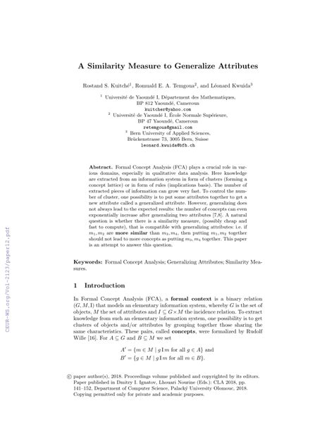 pdf a similarity measure to generalize attributes