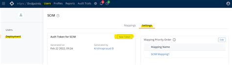 regenerate the scim token and apply to the scim application in idp azure okta druva