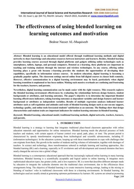 Blended Learning Models For Holistic Learning Pdf