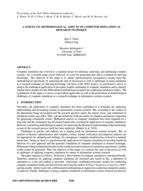 Survey Methodological Aspects Computer Simulation Research Technique Pdf Conceptual Model