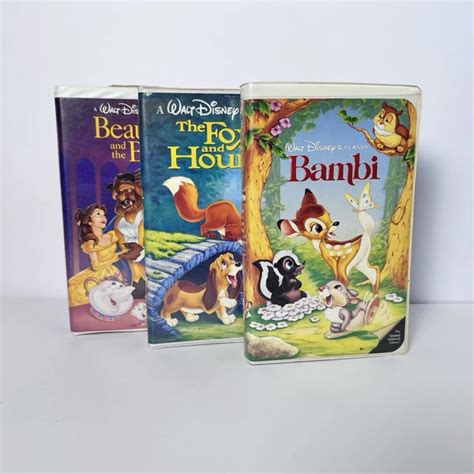 Disney Vhs Black Diamond Classics Bambi The Fox And The Hound Beauty