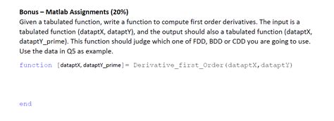 Solved Bonus Matlab Assignments 20 Given A Tabulated