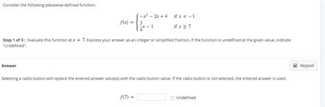 Solved Consider The Following Piecewise Defined Function If