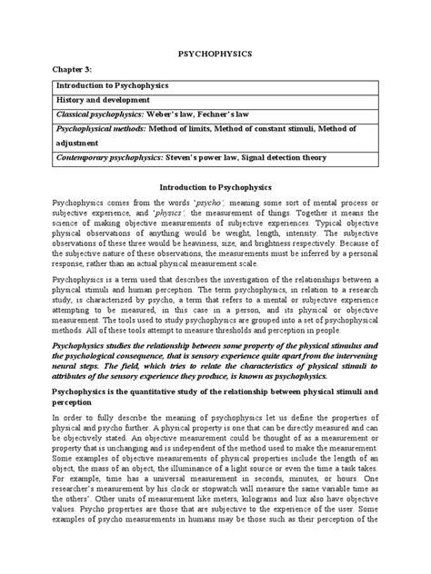 Psychophysics Pdf Psychophysics Perception