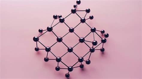 A Hexagonal Molecule With Dots Forming A Radial Pattern On A Light Pink