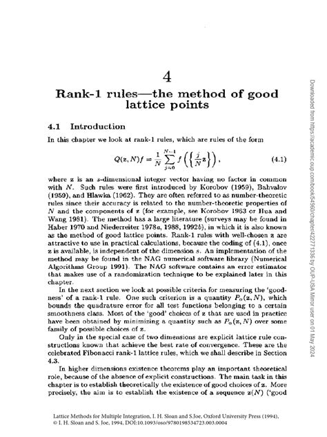 4 Rank 1 Rules The Method Of Good Lattice Points Pdf Function
