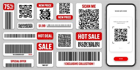 Product Barcodes And QR Codes Smartphone Application Scanner App Stock Vector Illustration