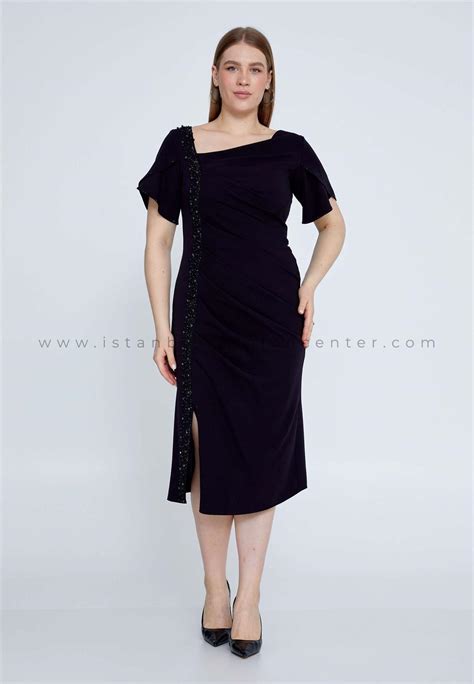 Bdm Club Short Sleeve Midi Viscose Column Plus Size Black Evening Dress