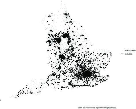Mapping The Location Of Pseudo Neighbourhoods Included In Sample