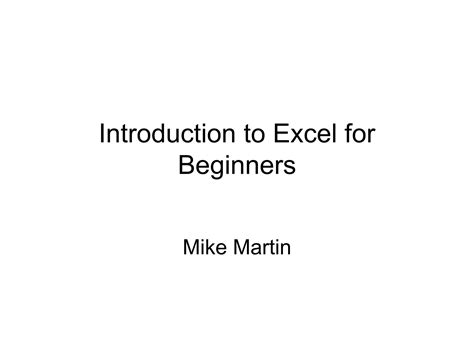 Introduction To Excel For Beginners Ppt