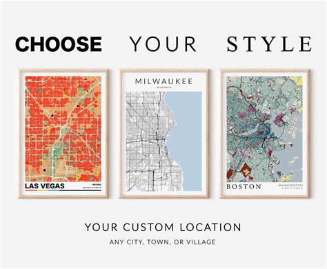 Custom Map Print Any City Map Personalized Map Print Any Custom Location City Map Print