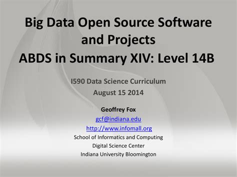 Big Data Open Source Software And Projects Presentation