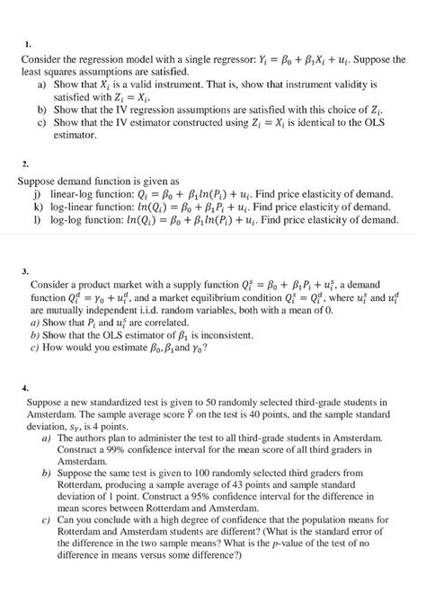 Solved 1 Consider The Regression Model With A Single Chegg Com