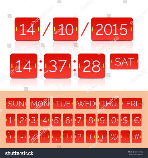 Vektor Stok Red Countdown Timer Scoreboard Numbers Vector Tanpa
