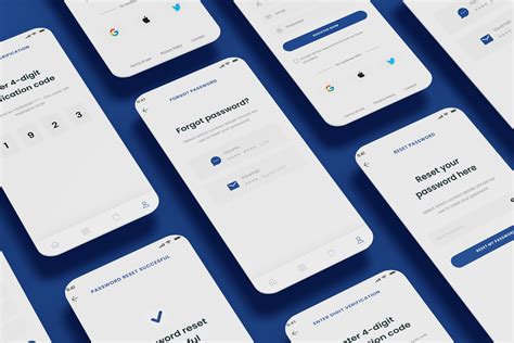 reset and forgot password and digit code screens app creative market