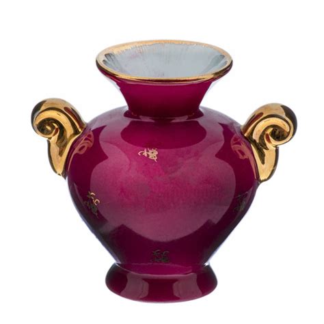 Миниатюра вазочка с галантной сценой фарфор деколь золочение Limoges Лимож Франция 1970