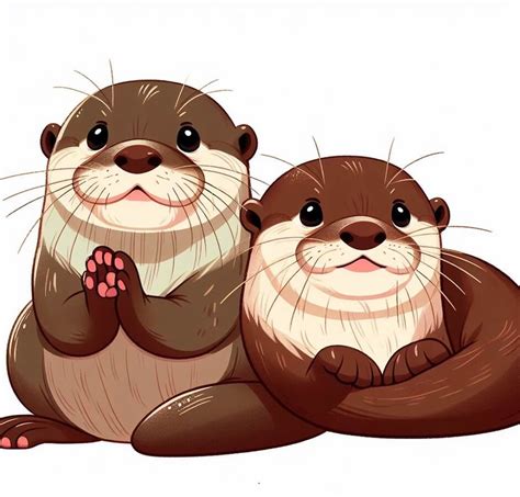 素敵な毛むくじゃらの鼻のカワウソのイラスト 2