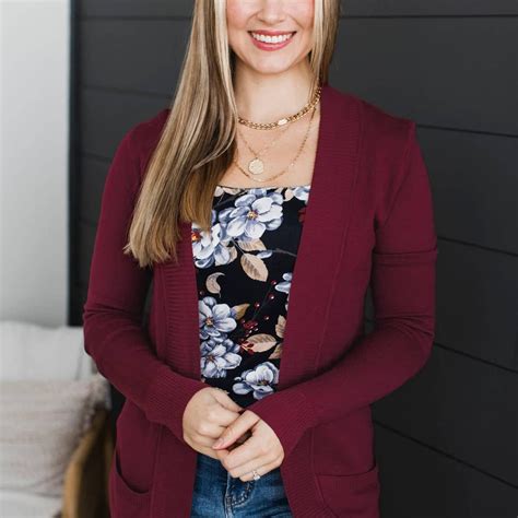 Comfortable With Myself Knit Cardigan Burgundy The Pulse Boutique