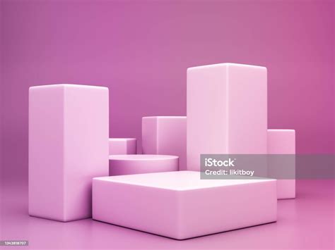 상자 스탠드 컨셉으로 다채로운 배경에 받침대 디스플레이 브랜드 프로모션 제품 3d 렌더 디지털 포디움 0명에 대한 스톡 사진 및