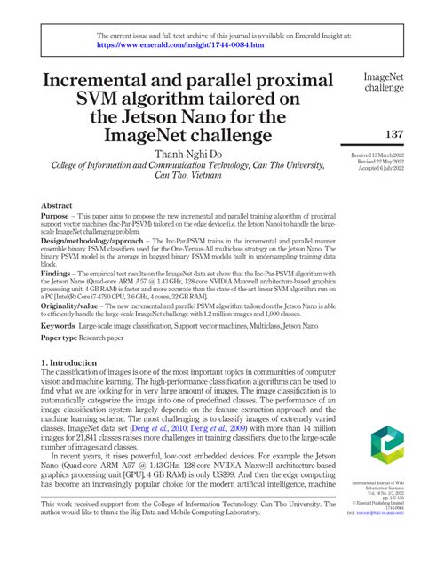Pdf Incremental And Parallel Proximal Svm Algorithm Tailored On The