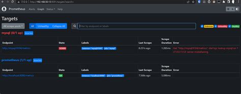 docker compose mysql exporter start error exporters and metrics