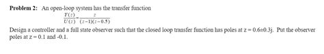 Solved Problem An Open Loop System Has The Transfer Chegg