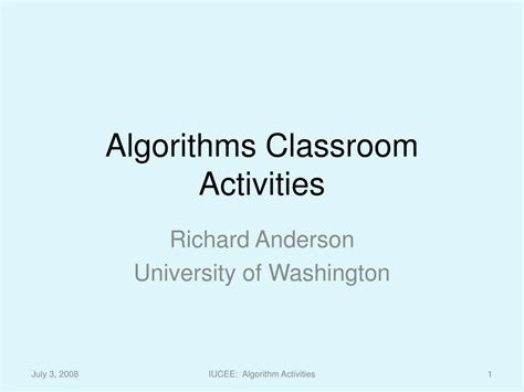 Ppt Algorithms Classroom Activities Powerpoint Presentation Free Download Id8910813