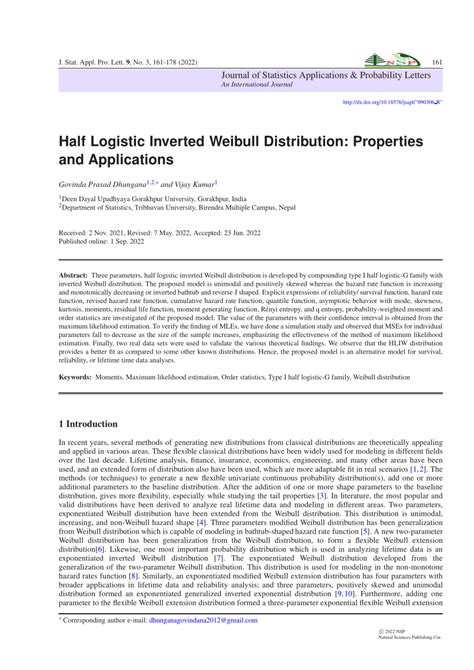 Pdf Half Logistic Inverted Weibull Distribution Properties And